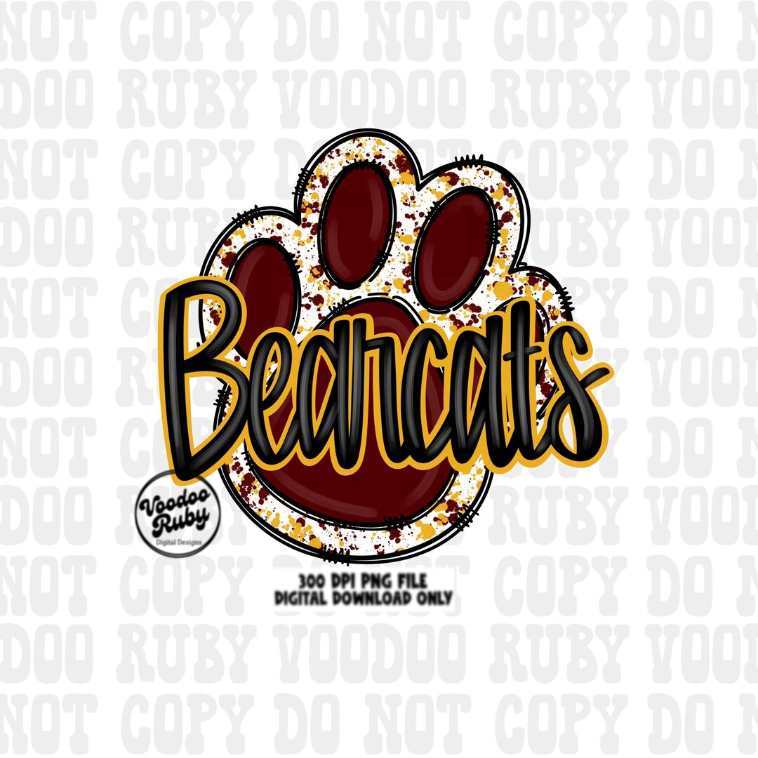 Bearcats PNG Design Sublimation Hand Drawn Digital Download Football ...