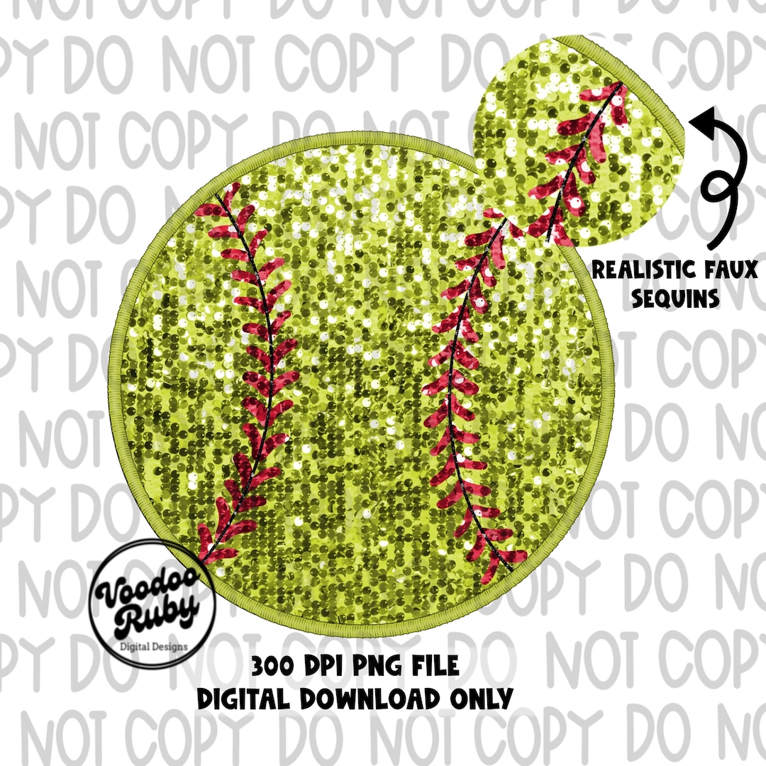 Glitter Softball PNG Design, Hand Drawn Sublimation Digital Download ...