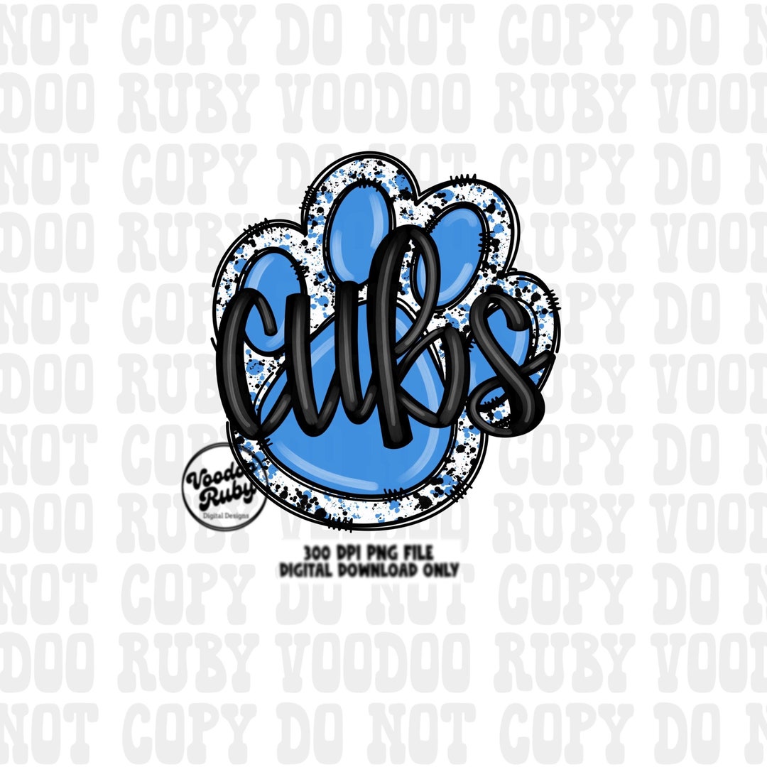 Cubs PNG Mascot Design Sublimation Hand Drawn Digital Download Football ...