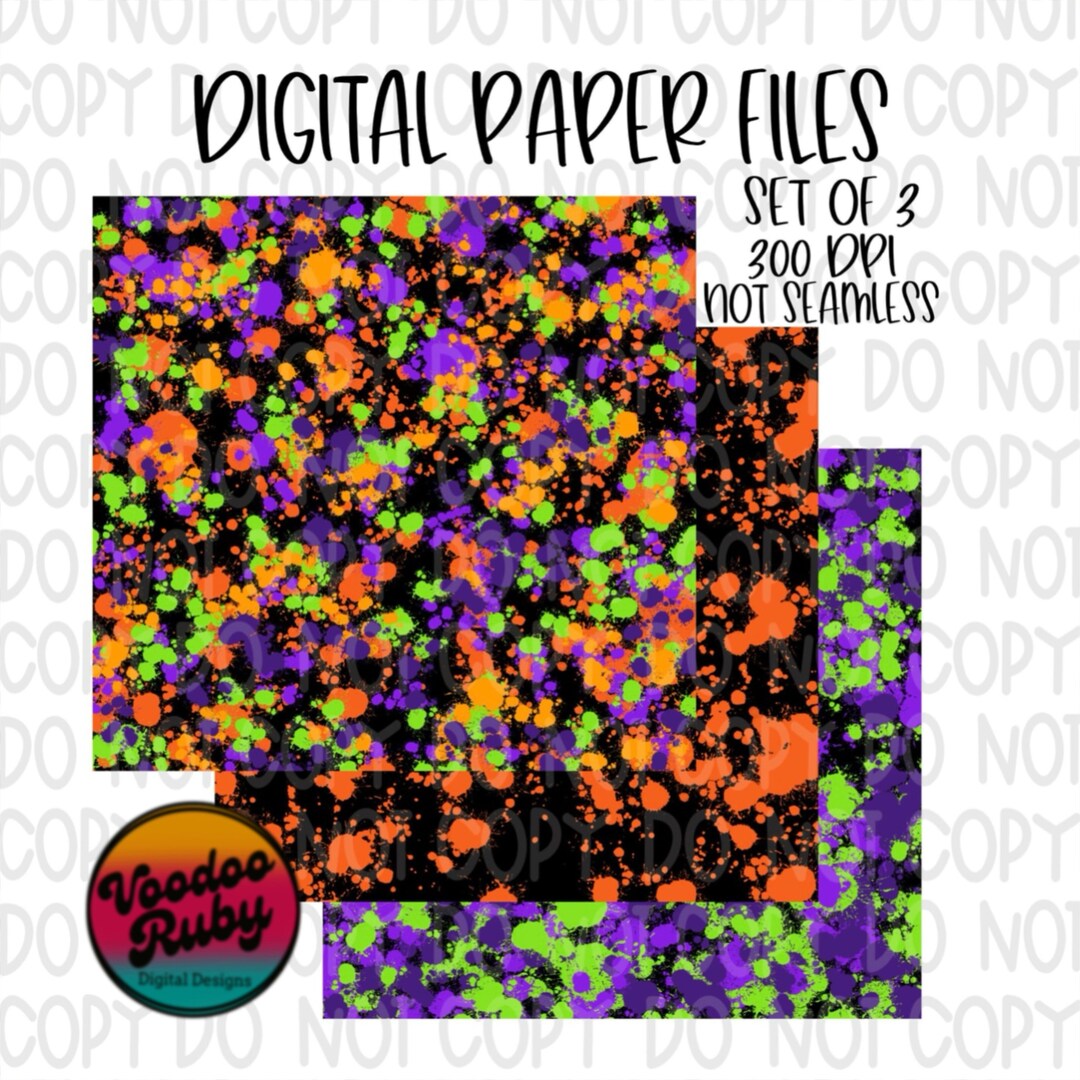 Halloween Paint Splatter Digital Paper: Spooky PNG Bundle (digital ...