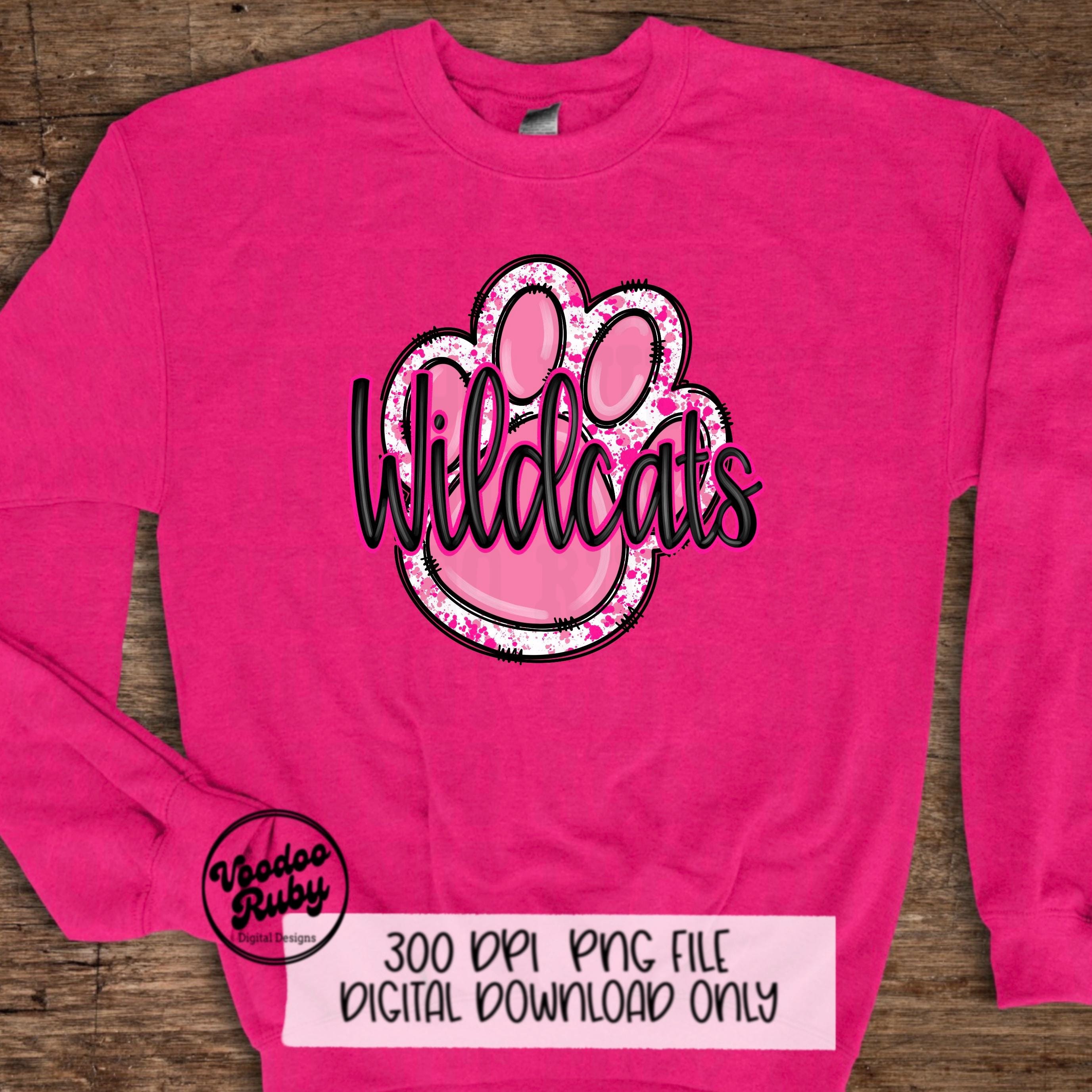 Pink Wildcats Paw PNG: Football Mascot Sublimation (digital Download ...