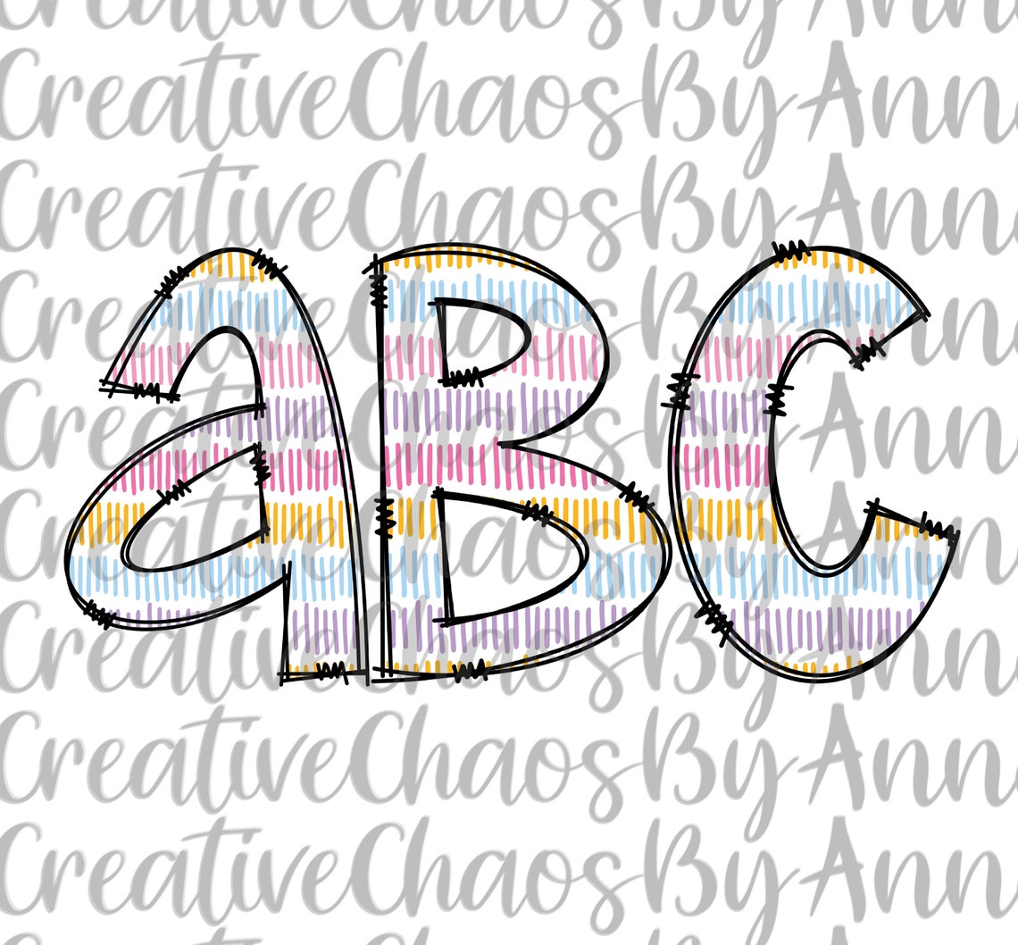 Colorful Doodle Letters Sublimation Alphabet PNG Doodle - Etsy