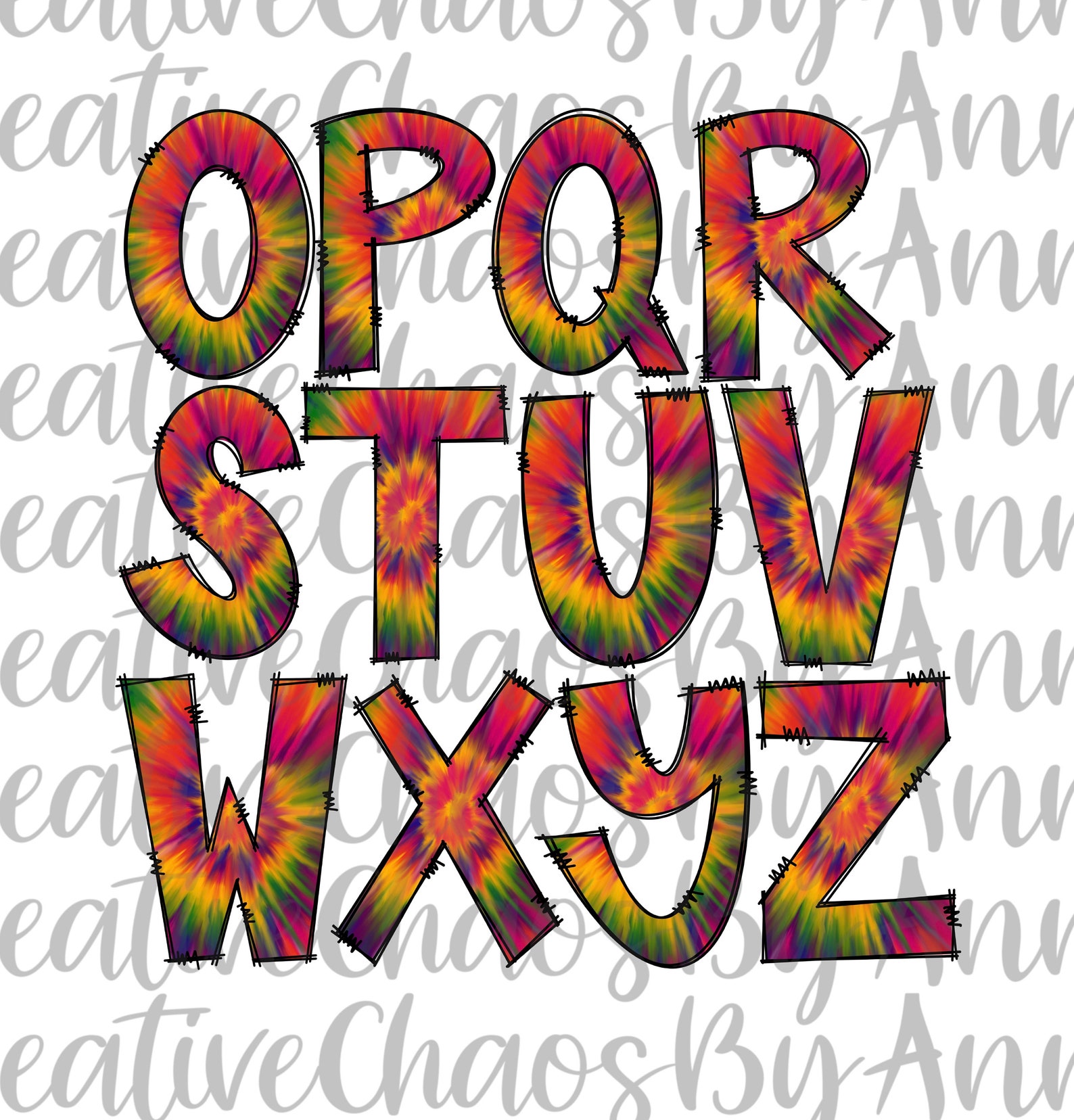 Tie Dye Sublimation Alphabet Tie Dye PNG Doodle Letters - Etsy