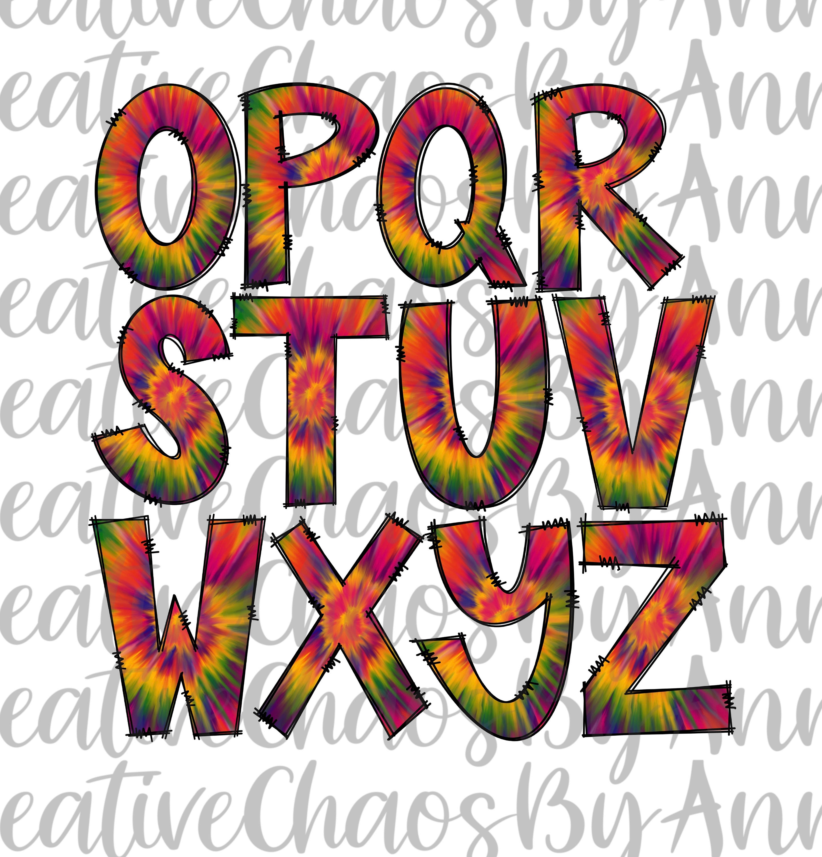 Tie Dye Sublimation Alphabet Tie Dye PNG Doodle Letters - Etsy