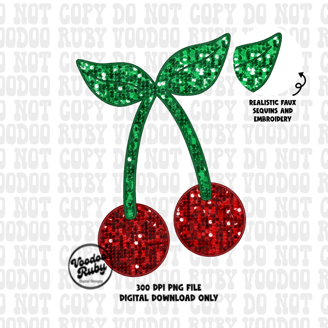 Sequin Cherries PNG Design Sublimation Hand Drawn Design Download ...