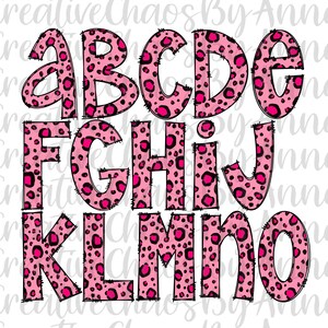 Pink Leopard Print Doodle Letters Sublimation Alphabet PNG - Etsy