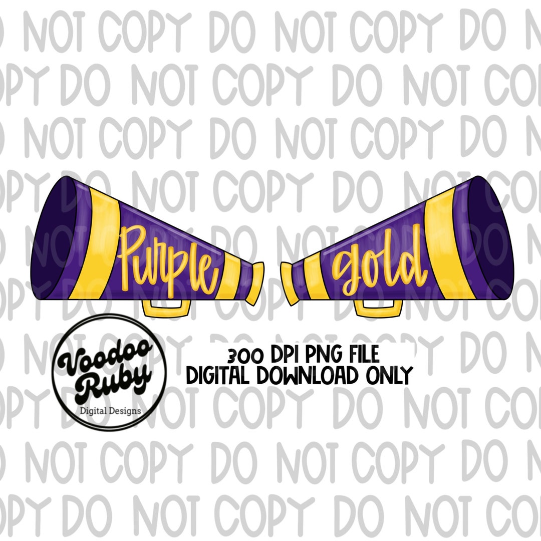 Cheer PNG Design Purple Gold Team Hand Drawn Digital Download - Etsy