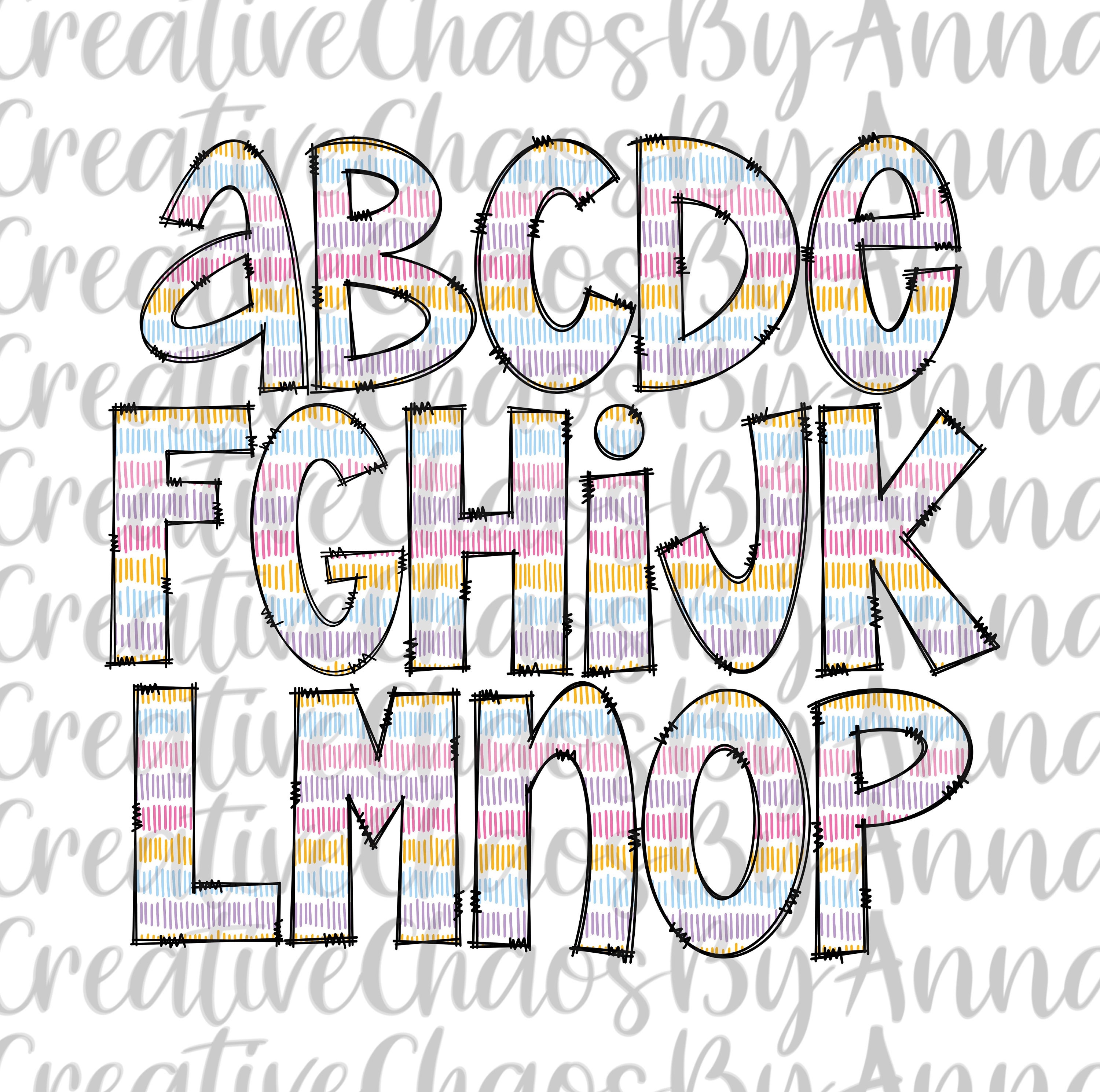 Colorful Doodle Letters Sublimation Alphabet PNG Doodle | Etsy