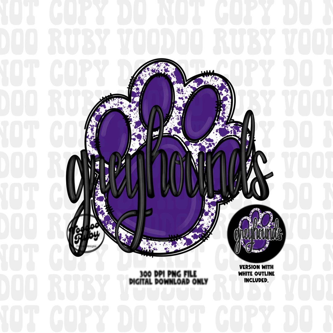 Greyhounds Mascot PNG: Purple Paw Print Digital Download - Etsy