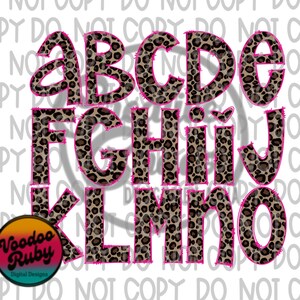 Leopard Print Doodle Alphabet PNG: Pink Outline (digital Download) - Etsy