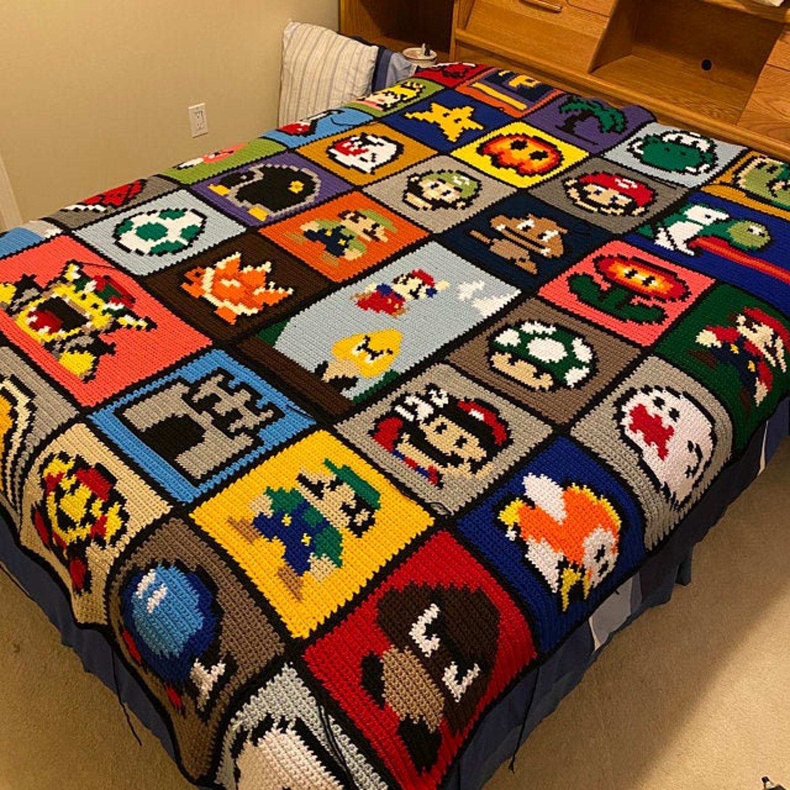 Mario Gamer Blanket PATTERN ONLY - Etsy