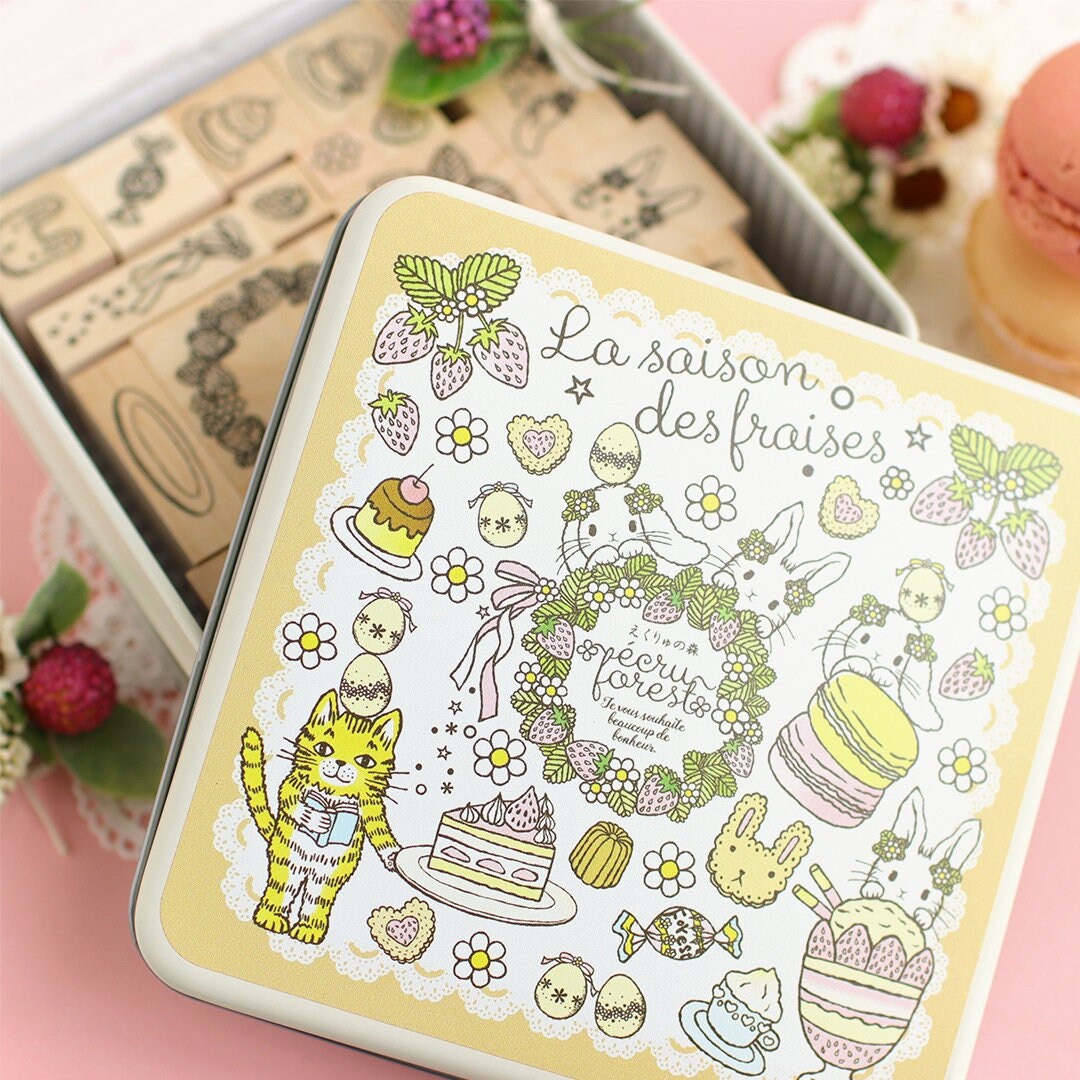 Woodrubberstamps Set(21stamps)rabbit Bunny Strawberry Season Series ...