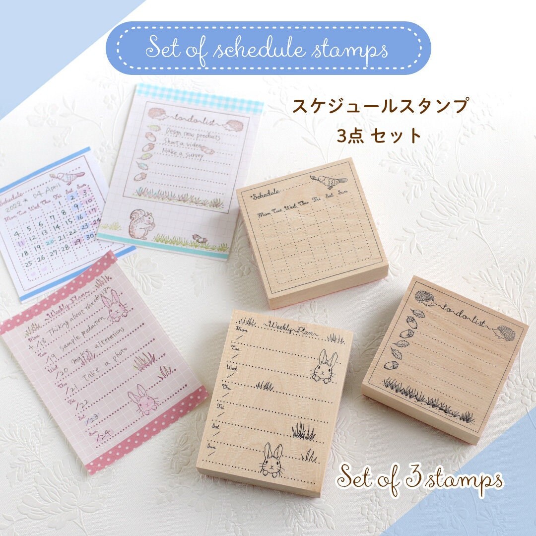Journal Stamps Planner Wood Rubber Set-monthly Calendar, Weekly ...