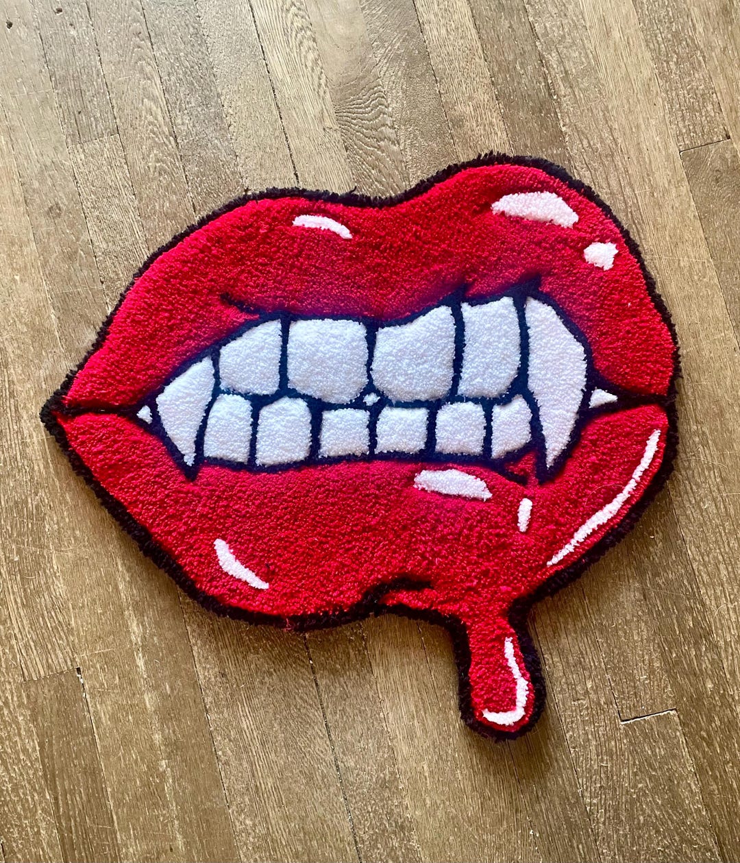 Vampire Lip Drip Tufted Rug (32in. X 20in.) Non-slip Backing ...