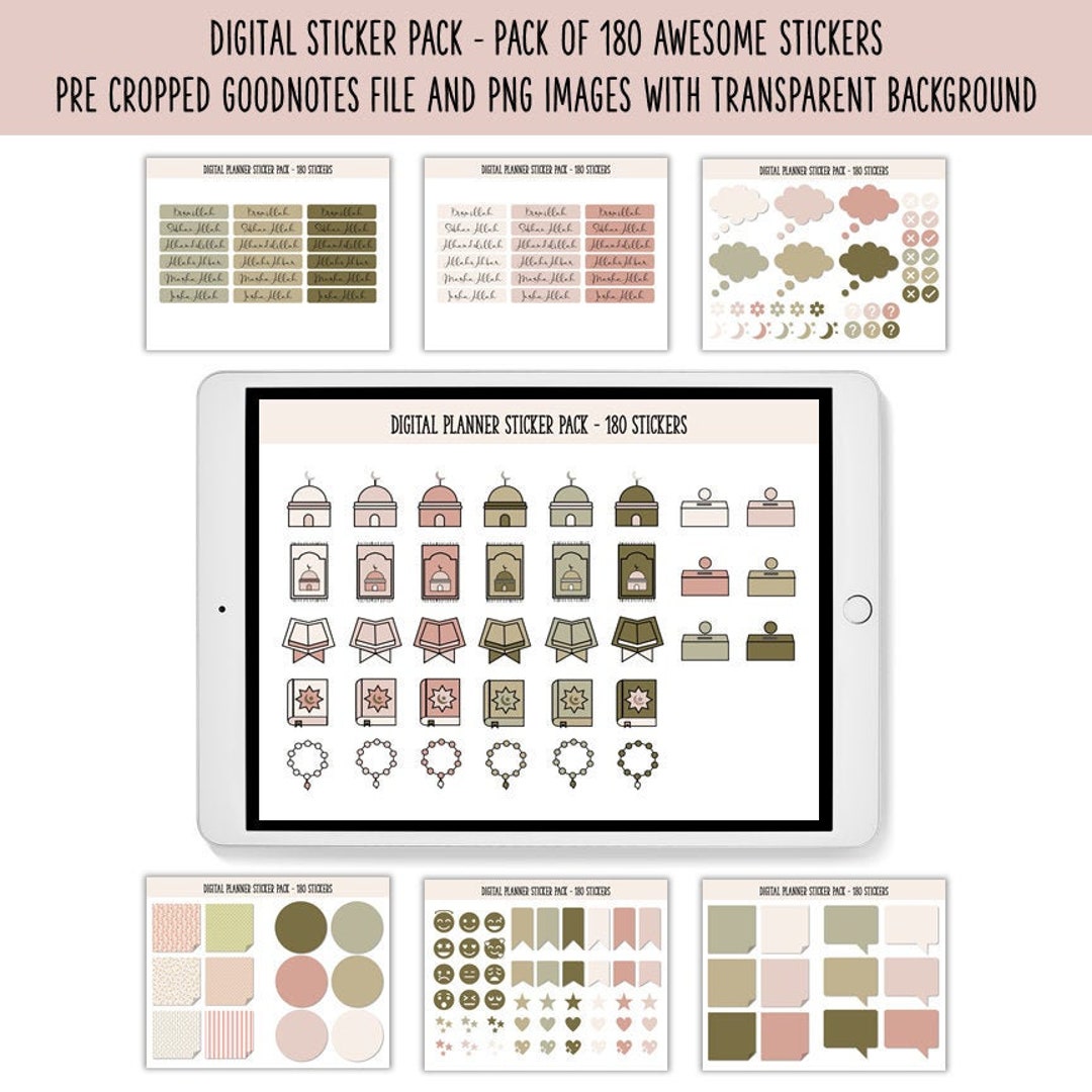 Islamic Digital Sticker Pack - 180 Stickers - Pre Cropped Goodnotes ...