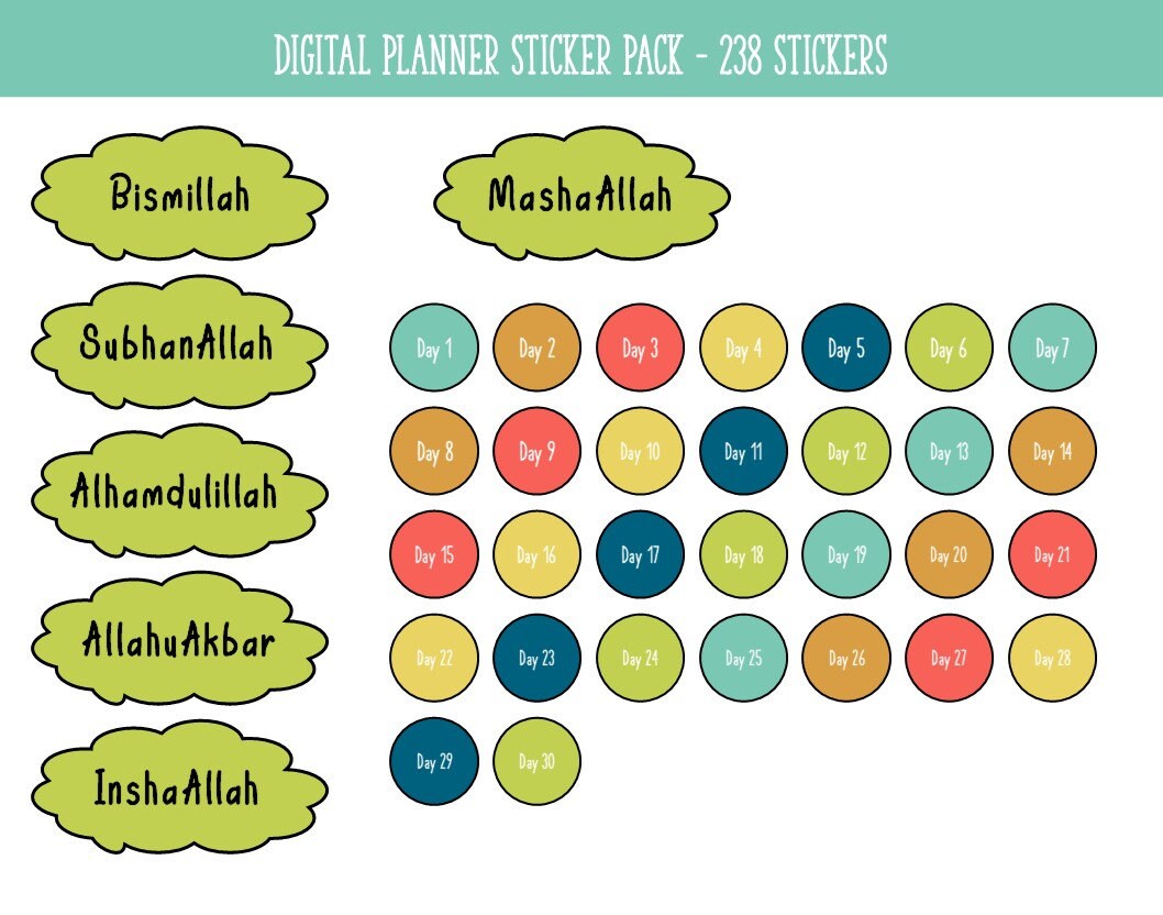 Islamic Digital Sticker Pack - 238 Stickers - Pre Cropped Goodnotes ...