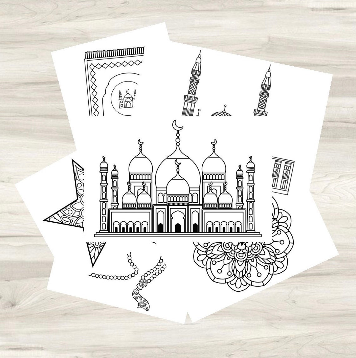 Colouring Islamic Kids Printables - 6 A4 Sheets - Prayer Mat - Mandalas ...