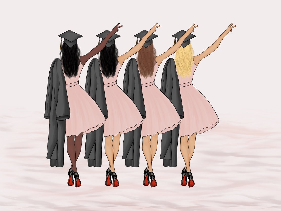 Graduation Clipart Best Friends Clipart Customizable | Etsy
