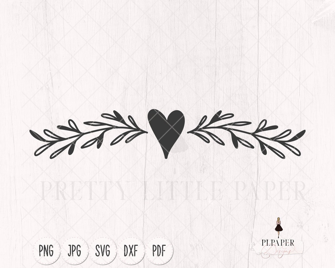 Heart Border Svg, Leaf Heart Divider Svg, Heart Fluorish Svg, Text ...