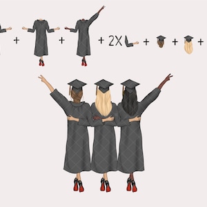 Graduation Clipart, Best Friends Clipart, Customizable Clipart ...