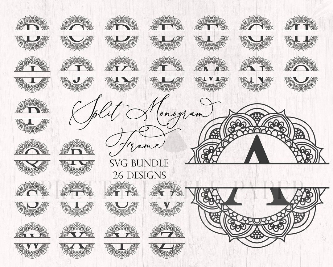 Split Monogram Svg Bundle, Monogram Frame Svg, Mailbox Decal Svg ...