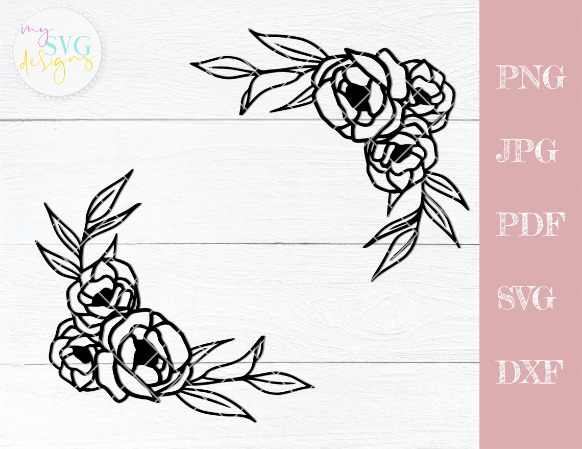 Rose svg Rose frame svg Flower svg files Flower border svg | Etsy