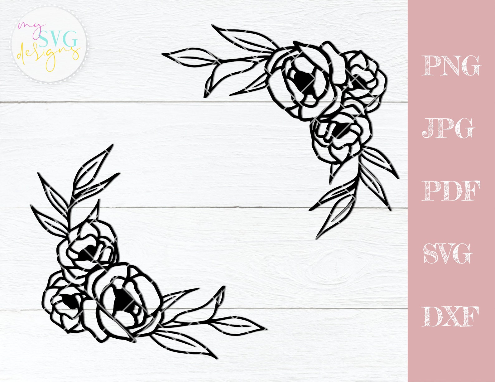 Rose svg Rose frame svg Flower svg files Flower border svg | Etsy