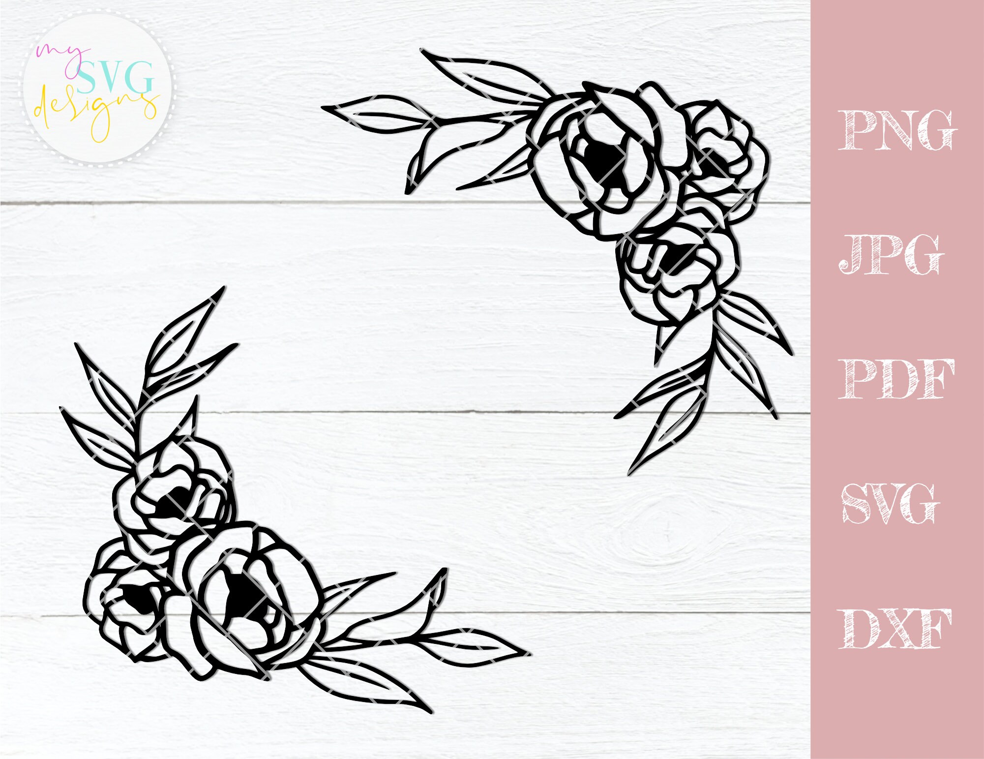 Rose Svg, Rose Frame Svg, Flower Svg Files, Flower Border Svg Cut File ...