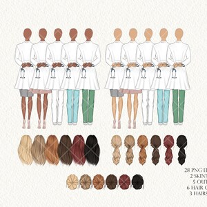 Doctor Clipart, Doctor Fashion Illustration Clipart, Nurse, Handdrawn ...