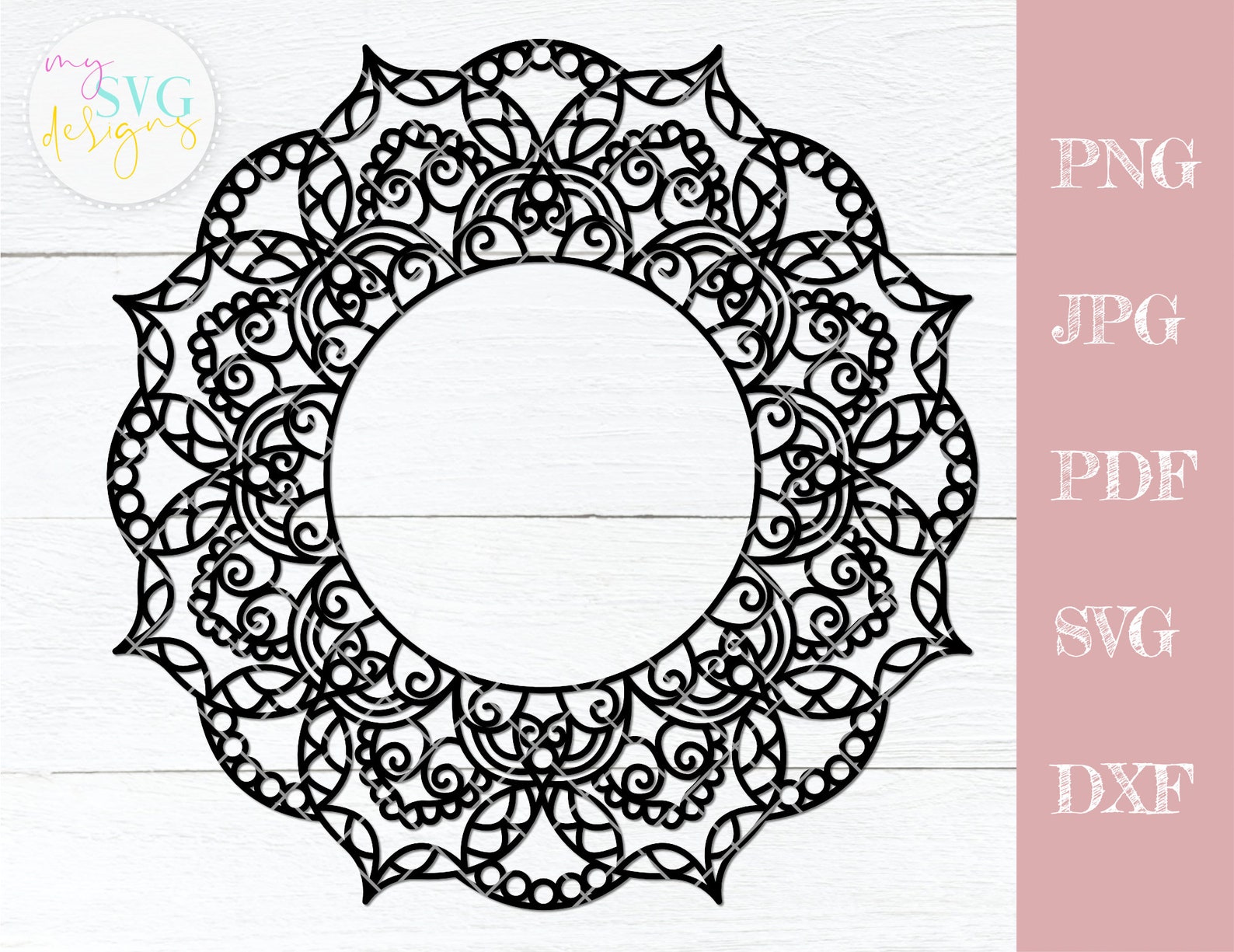 Mandala Frame Svg, Monogram Frame Svg, Mandala Svg, Mandala Cut File ...