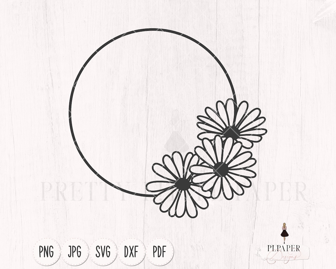 Svg Flowers, Flower Svg, Daisy Svg, Floral Frame Svg, Monogram Frame ...