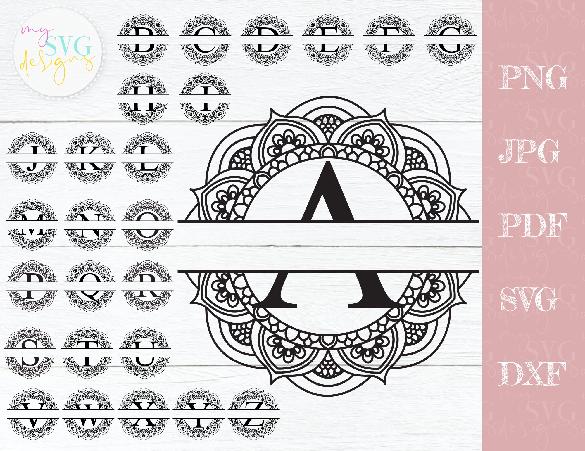 Split Monogram Svg Bundle Monogram Frame Svg Mailbox Decal - Etsy