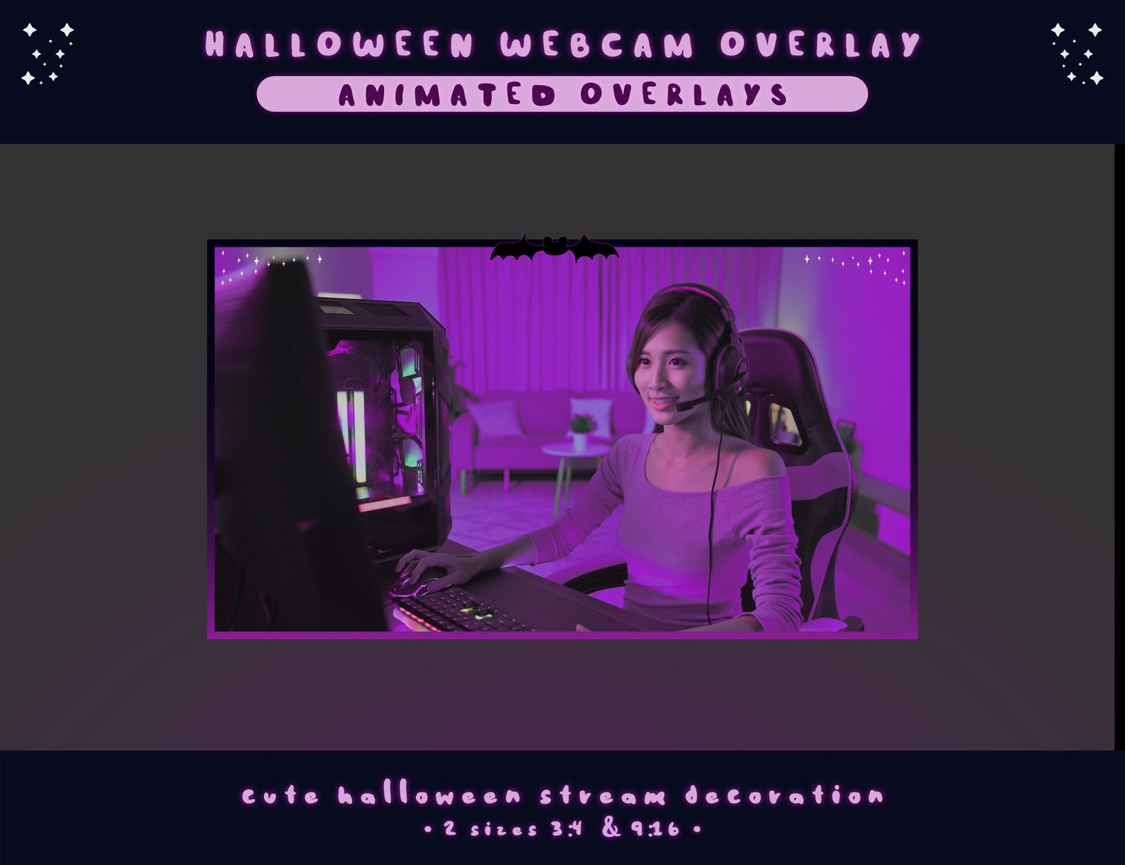 Animated Halloween Webcam Overlay, Twitch Overlay for Halloween, Strar ...