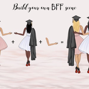 Graduation Clipart, Best Friends Clipart, Customizable Clipart ...