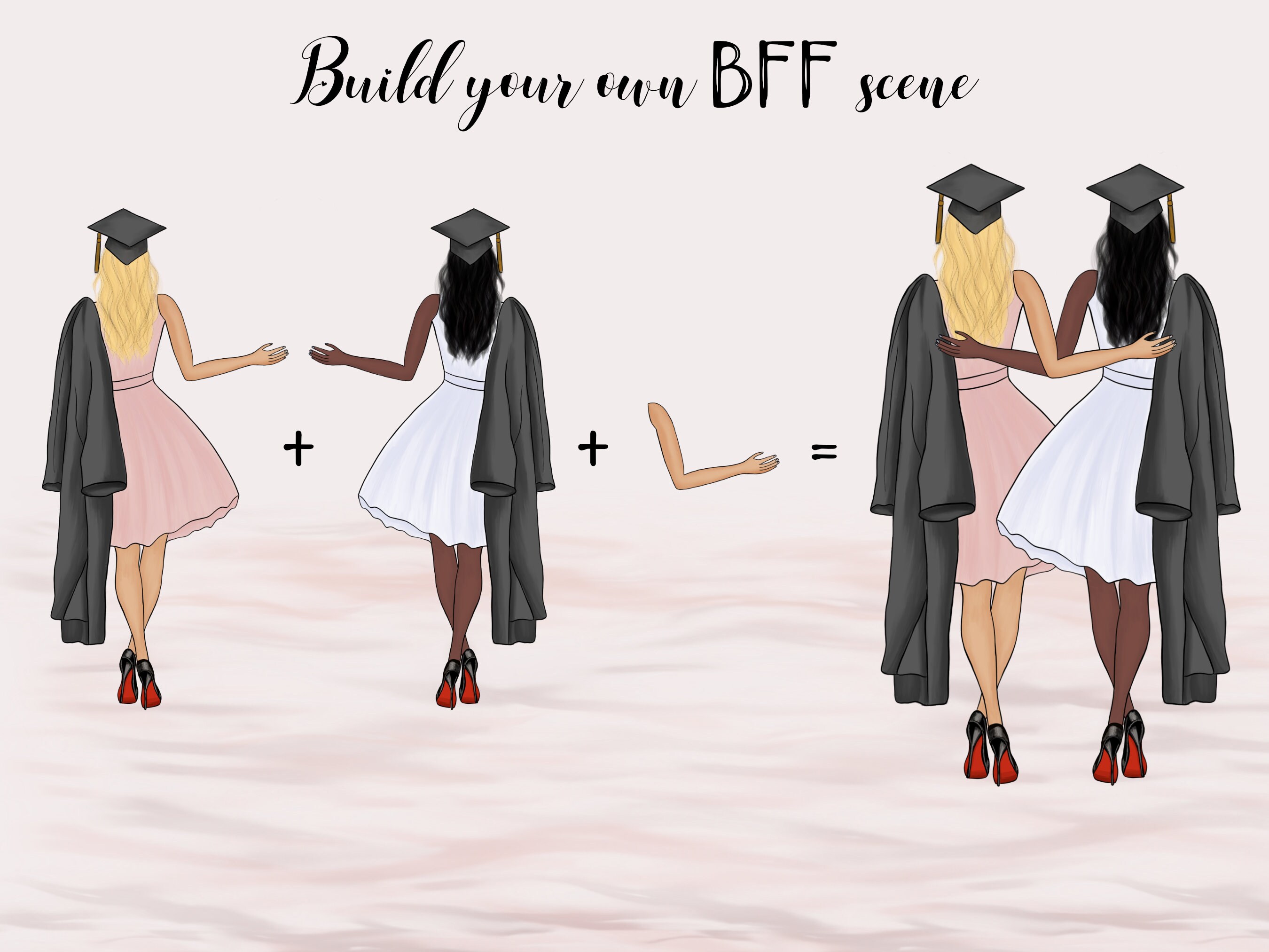 Graduation Clipart, Best Friends Clipart, Customizable Clipart ...