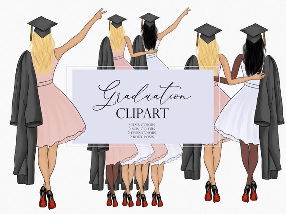 Graduation Clipart Best Friends Clipart Customizable | Etsy