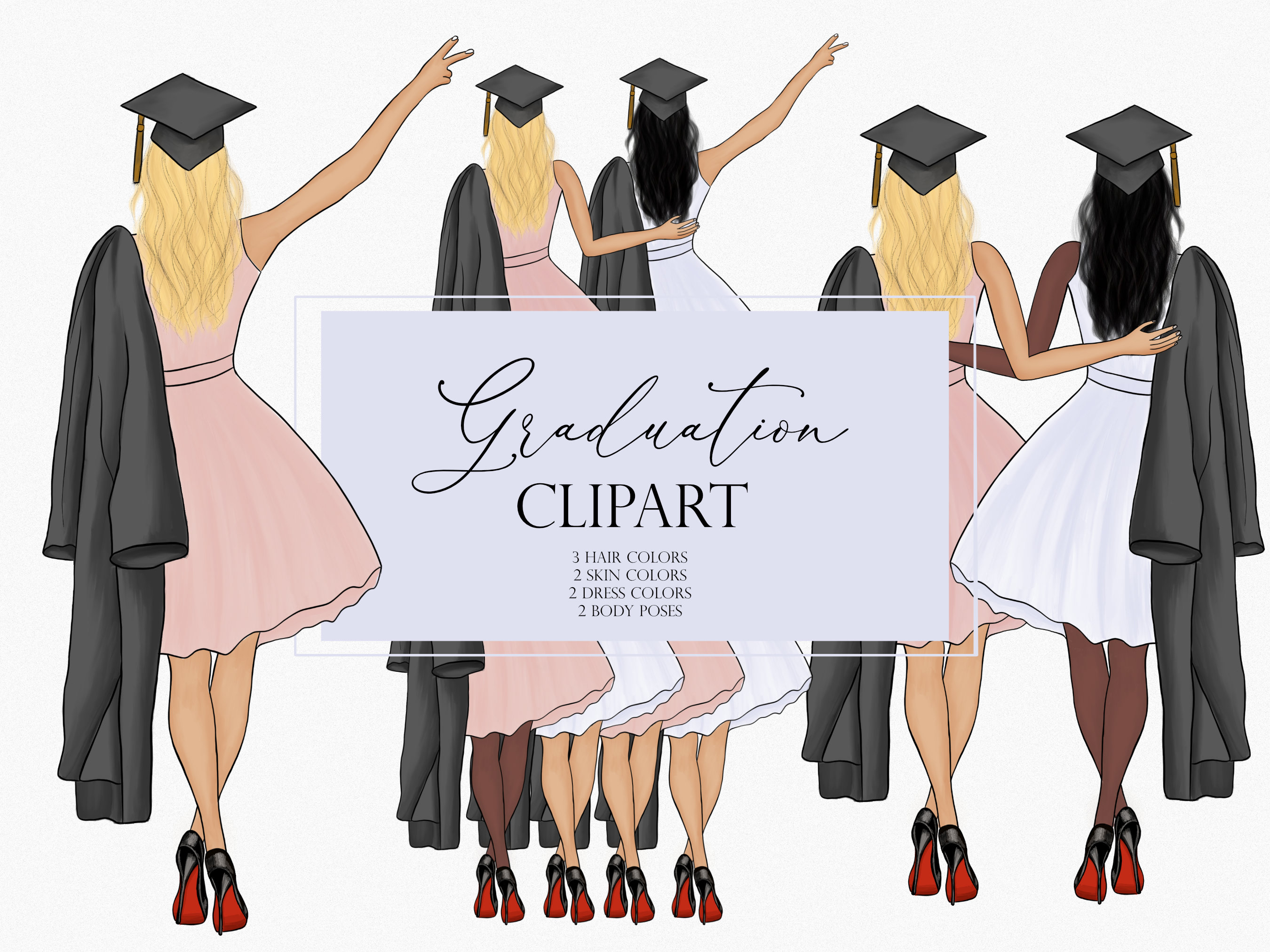 Graduation Clipart, Best Friends Clipart, Customizable Clipart ...