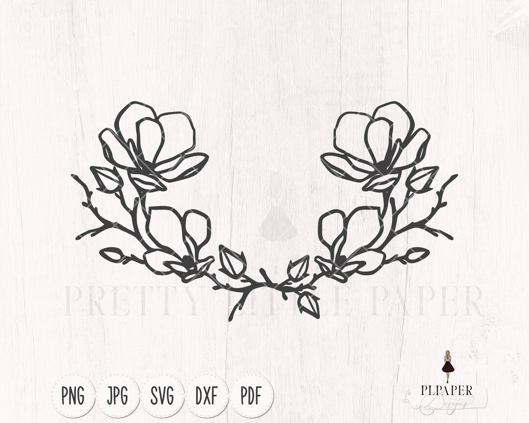 Floral Wreath Svg, Magnolia Svg, Magnolia Wreath Svg, Floral Border Svg ...