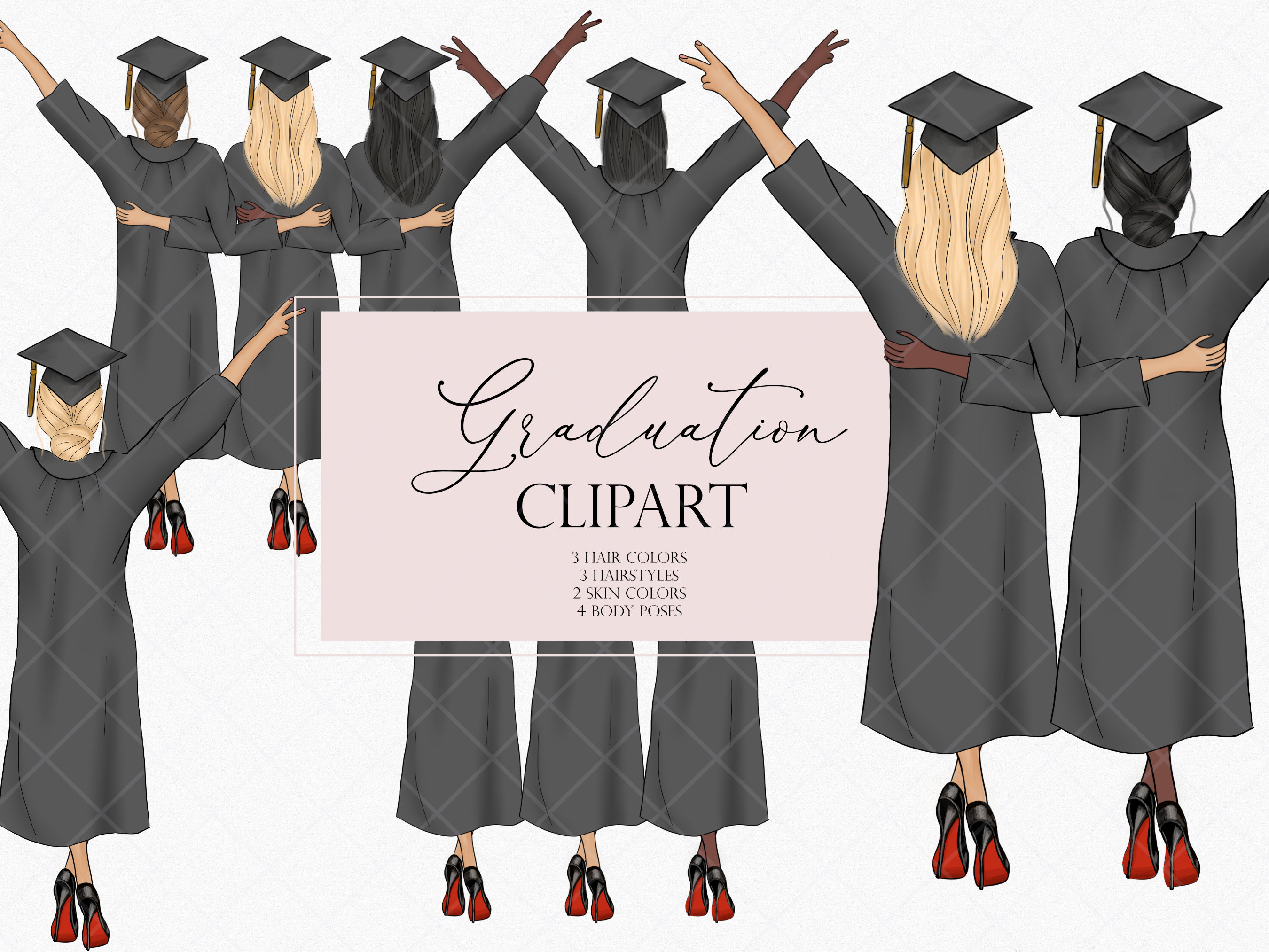 Graduation Clipart, Best Friends Clipart, Customizable Clipart ...