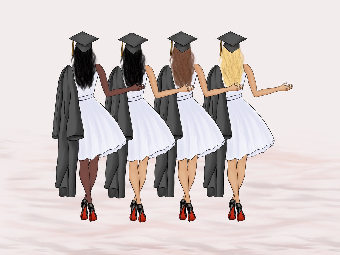 Graduation Clipart Best Friends Clipart Customizable | Etsy