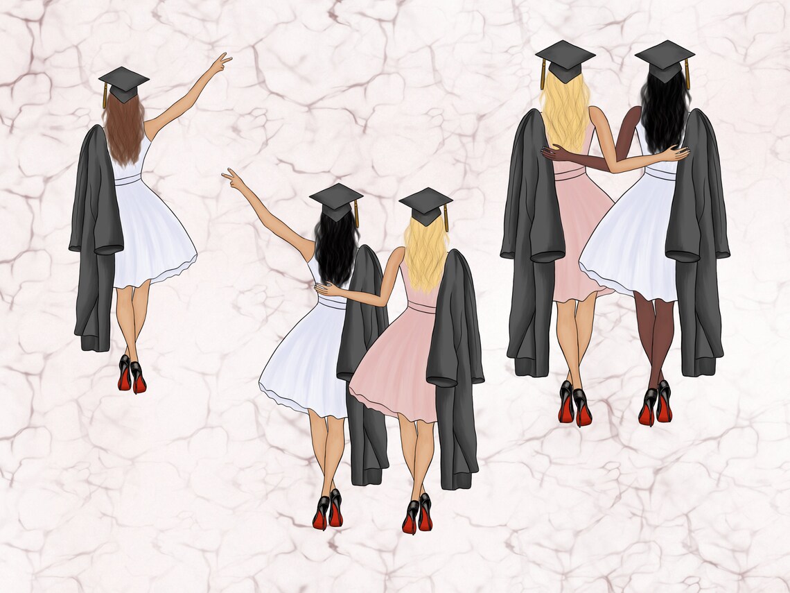 Graduation Clipart Best Friends Clipart Customizable | Etsy