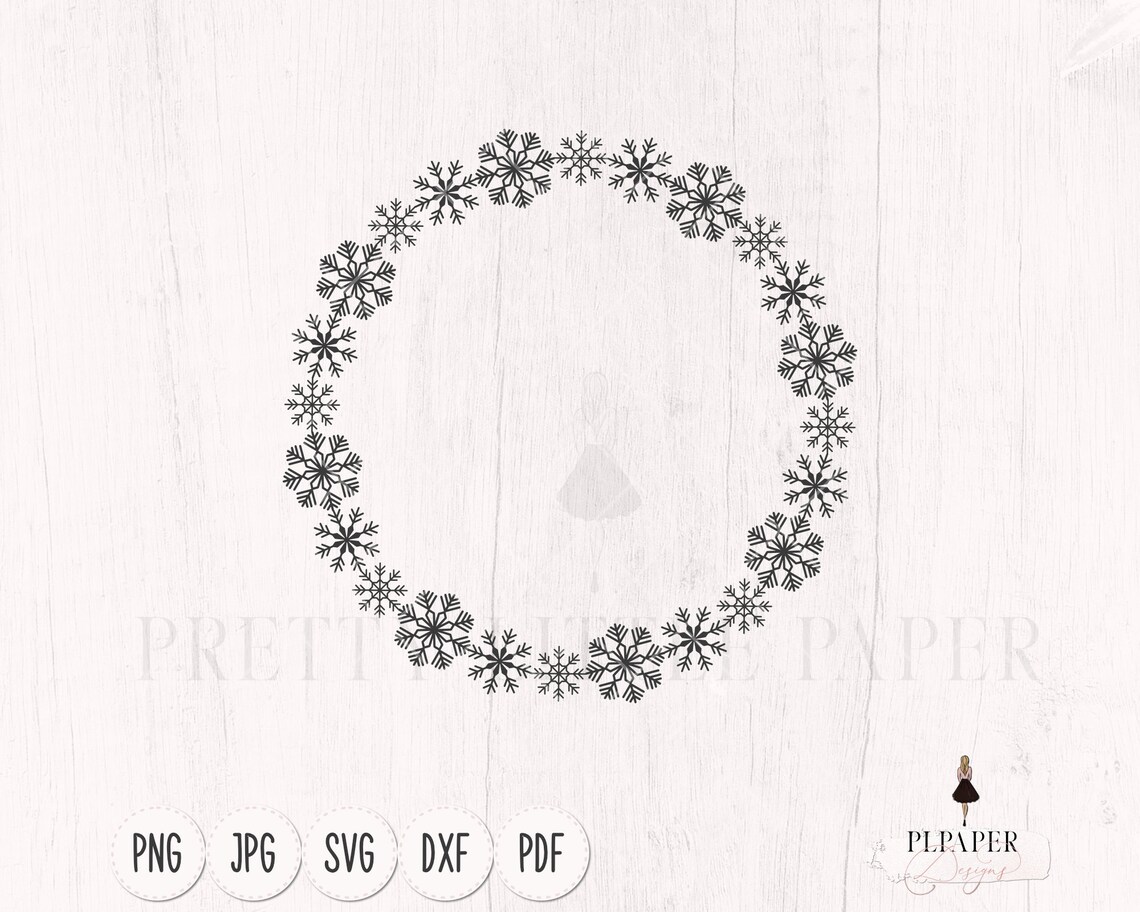 Snowflake Wreath Svg, Snowflake Frame Svg, Christmas Svg, Winter Svg ...