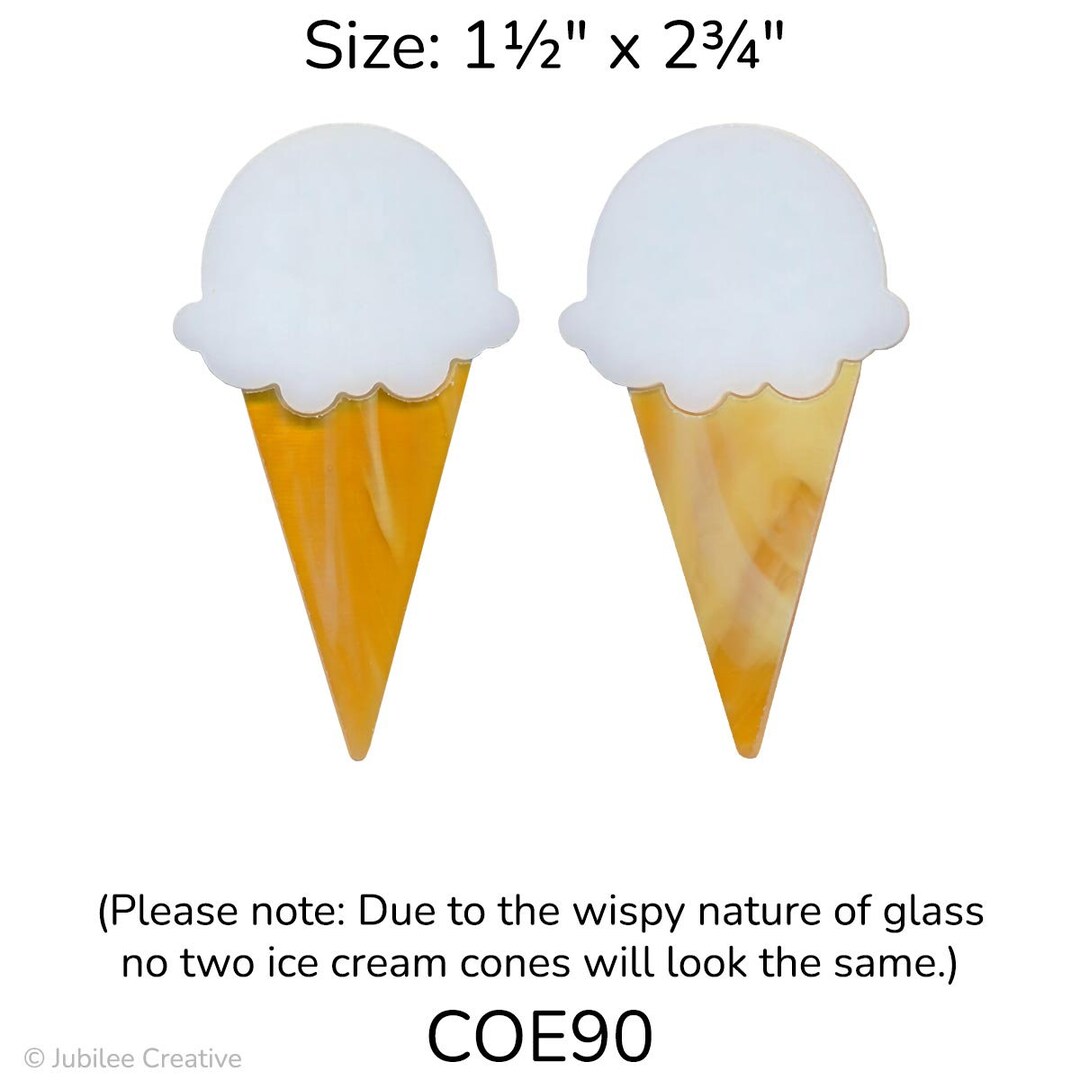 Bullseye COE 90 Precut Glass Ice Cream Cone - 2 Pack - Fused Glass ...