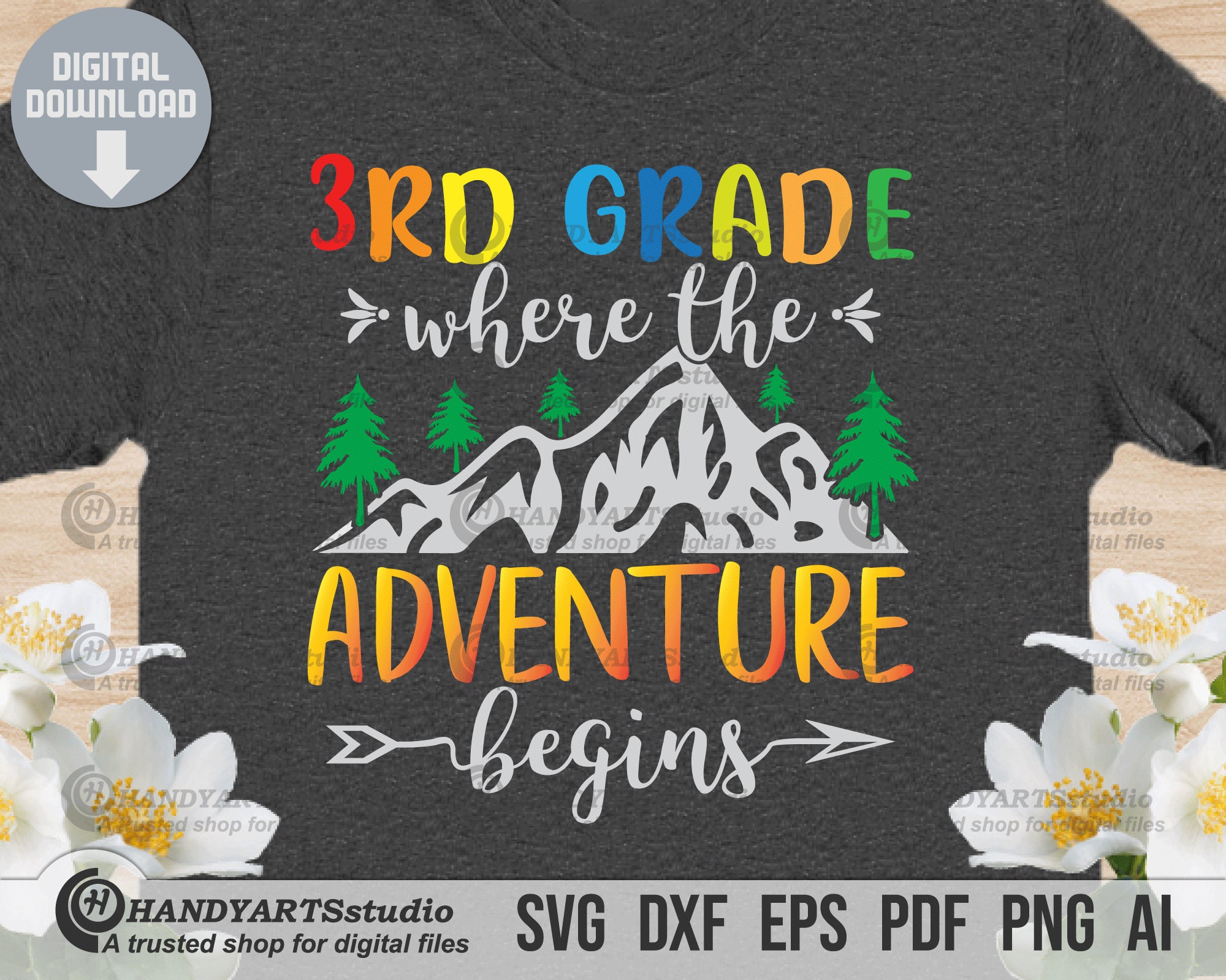 3rd grade where the adventure begins svg cut file for cricut | Etsy