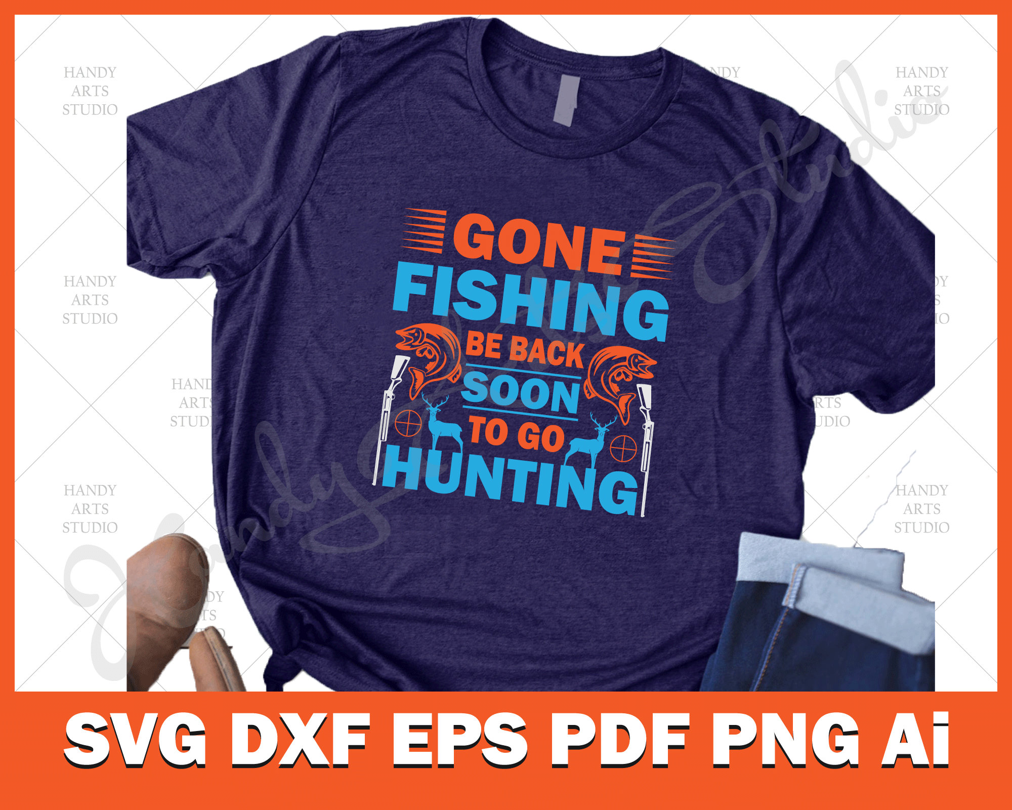 Gone fishing be back soon to go hunting svg cutting file | Etsy