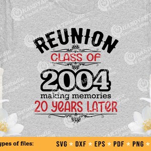 Reunion Class of 2004 Svg Cut File, Making Memories Together, 20 Years ...