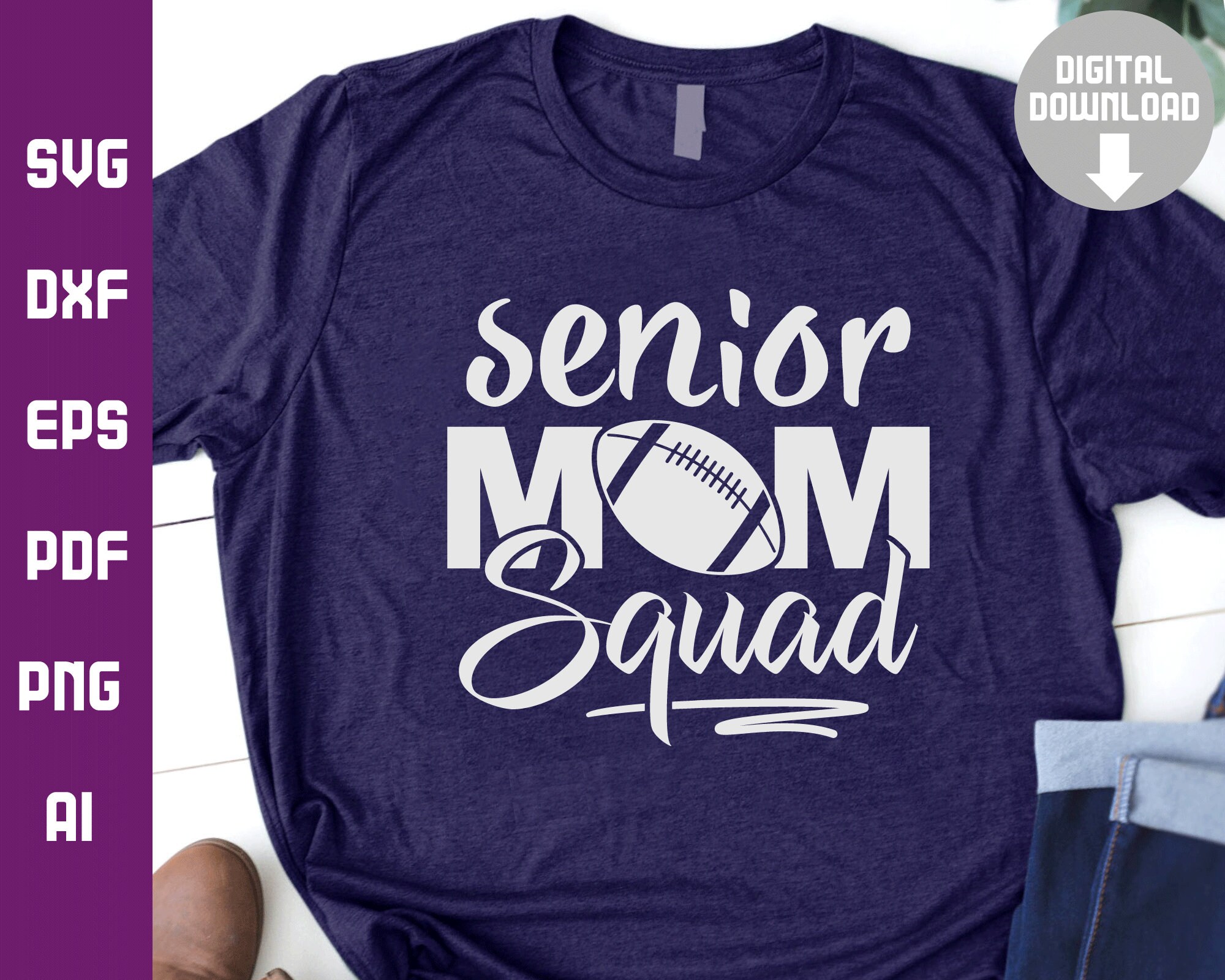 Senior Mom Squad Football Svg Cutting File for Cricut and | Etsy