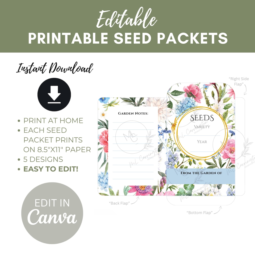 Editable Seed Packet Template: Printable Seed Envelope (PDF Digital ...