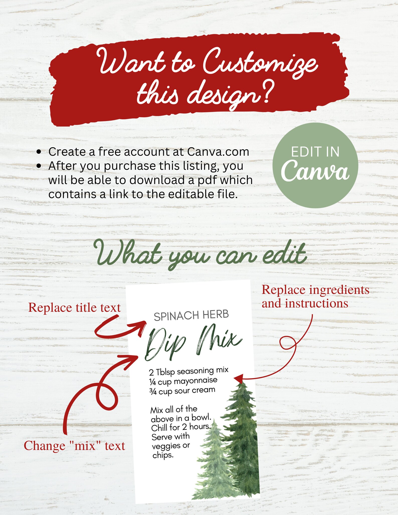Editable Dip Mix Ornament Tags | 3 Label Designs (instant Download) - Etsy