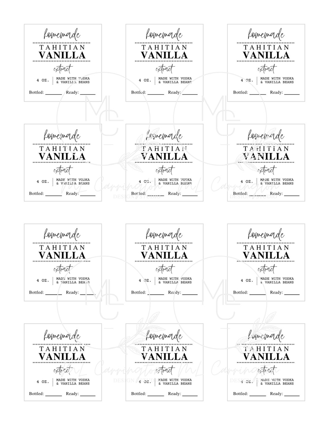 Editable Vanilla Extract Label Print at Home Handmade - Etsy